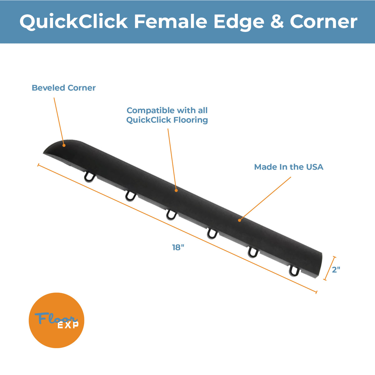 QuickClick Dance Floor Edging | Female Corner Edge | Black — FloorEXP
