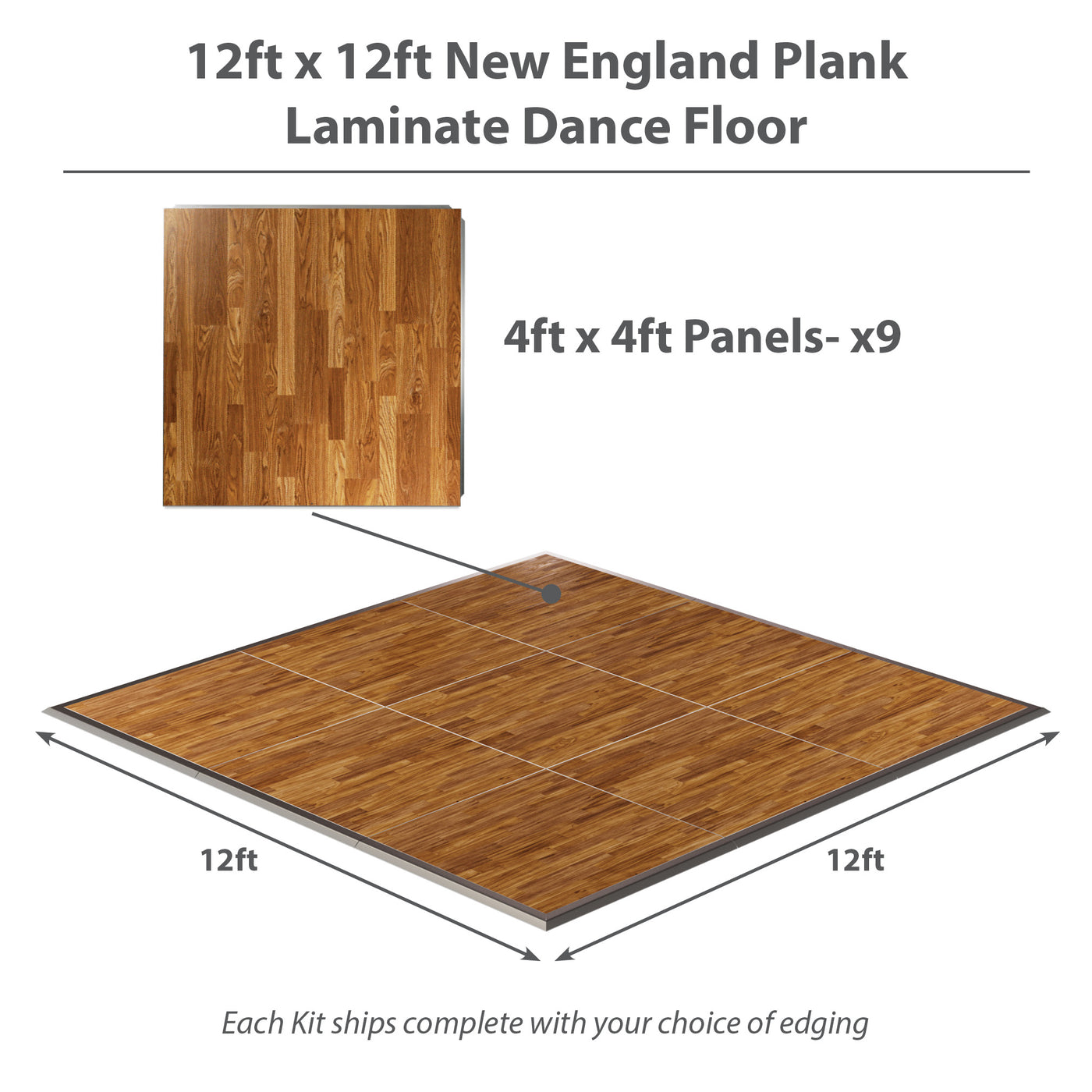 California Portable Dance Floor | 4'x4' New England Plank Laminate Pan ...