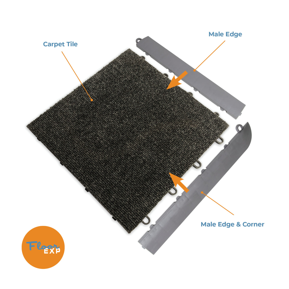 QuickClick Carpet Tile | 12" x 12" | Charcoal — FloorEXP