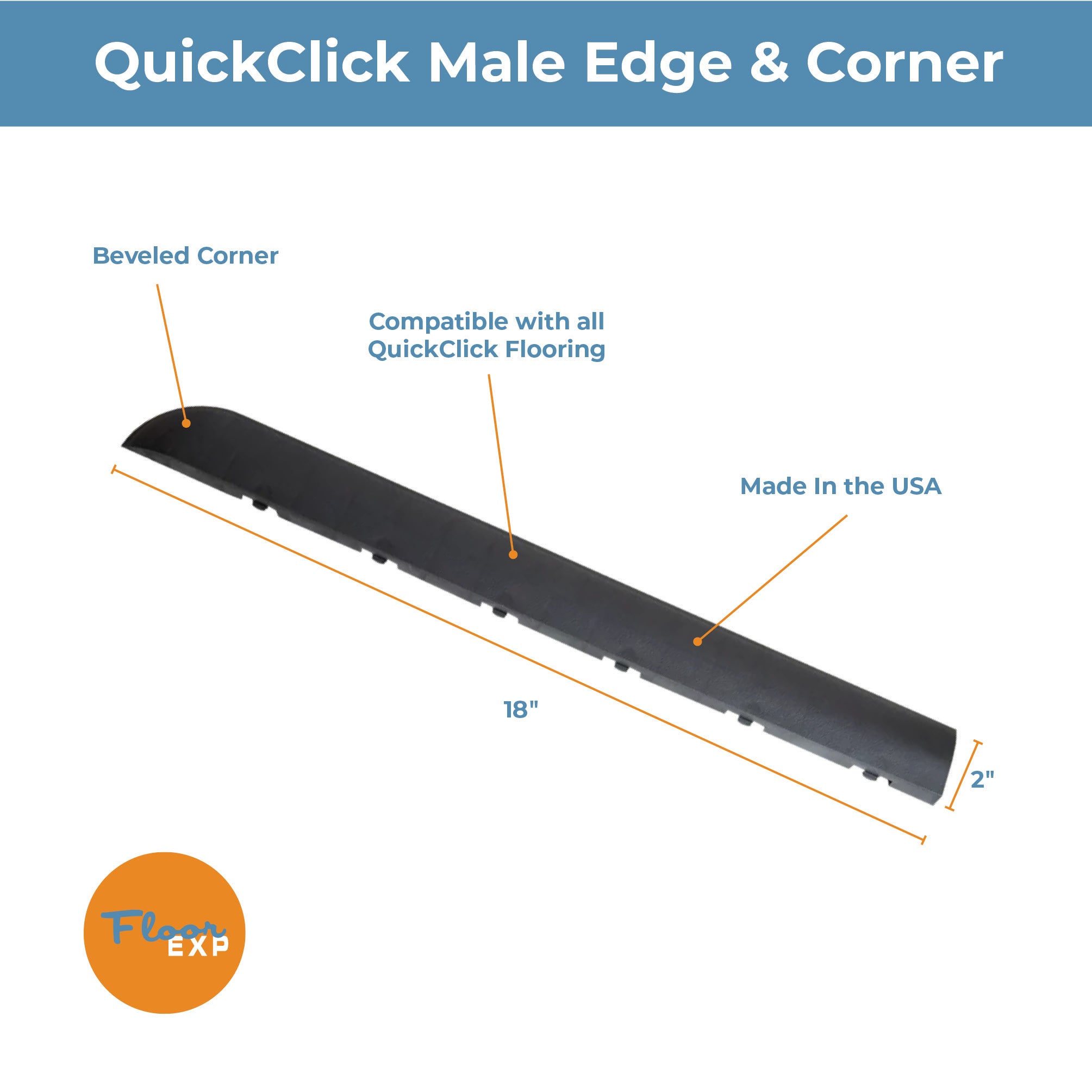 QuickClick Dance Floor Edging | Male Corner Edge | Graphite — FloorEXP